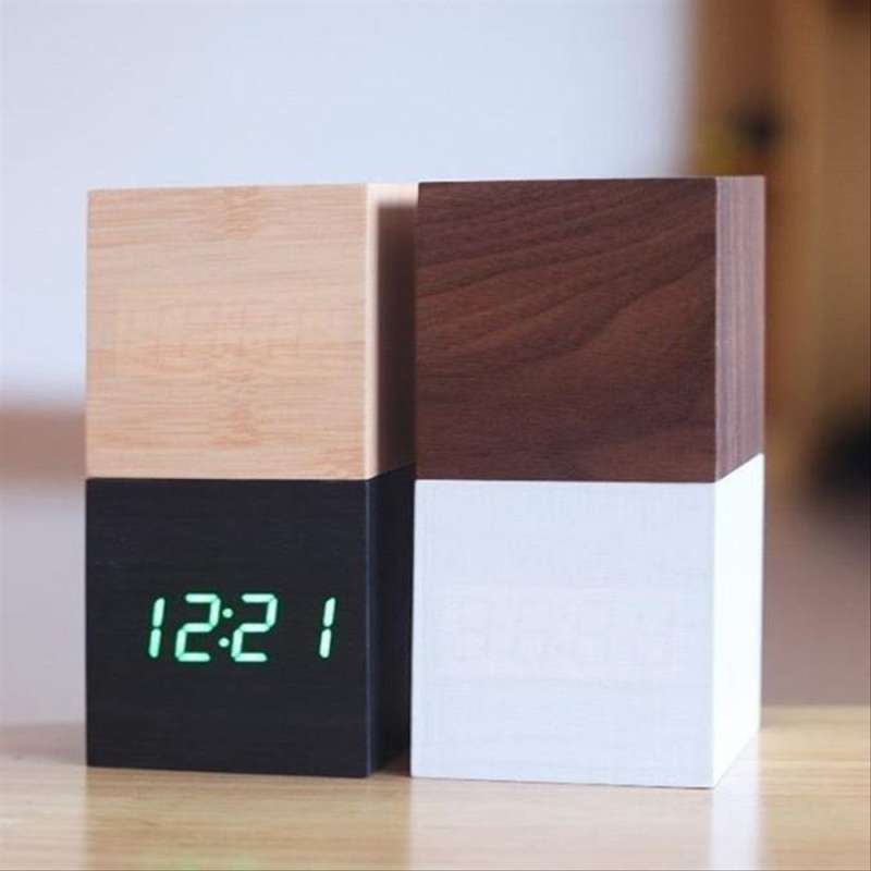 Promo Jam Digital Kayu Meja Led/ LED Wooden Small Table Clock Desk ...