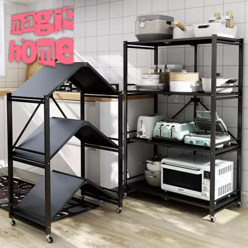 Promo Rak besi lipat roda 4 tingkat Multifungsi Rak oven microwave ...