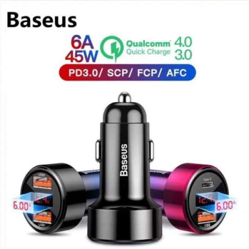 Jual Baseus Car Charger Mobil 45W PPS 6A USB Type C PD Super Fast ...