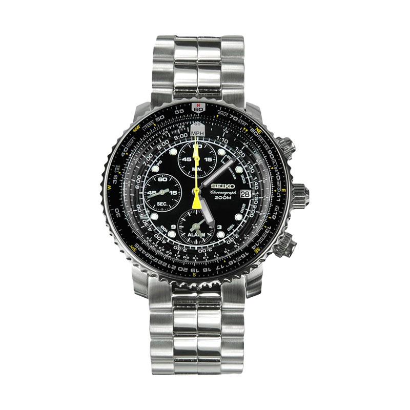 Jual Seiko Flightmaster Pilot Alarm Chronograph Jam Tangan Pria Black