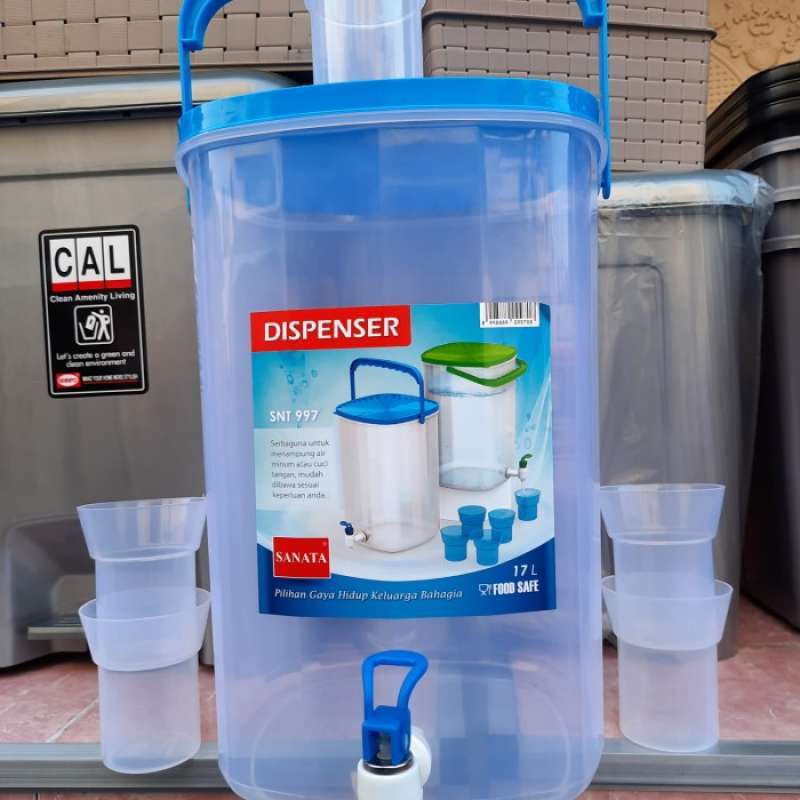 Jual Dispenser Plastik 17 Liter + Kran + Bonus 5 Gelas / Toples Kran di ...