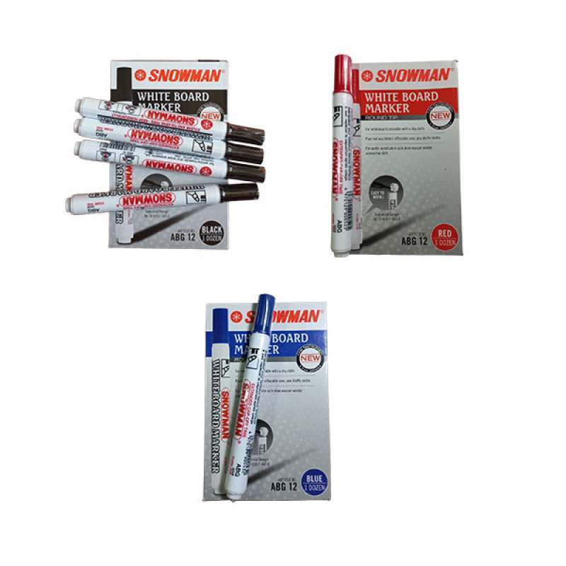 Jual Spidol Snowman Whiteboard ABG-12 Per LUSIN - Spidol Non Permanent ...