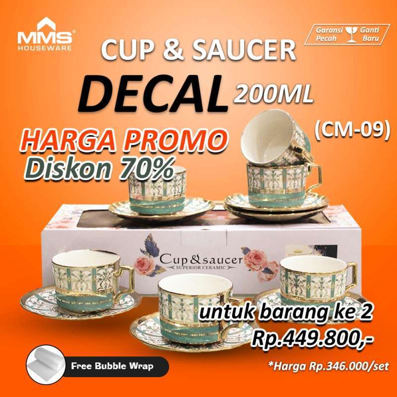 Promo Mms Cup & Saucer Decal Keramik 200 Ml Cm-09 Royal Alfred Diskon ...