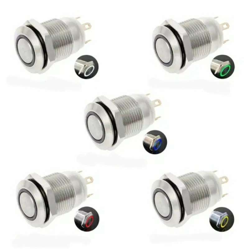 Promo Saklar Klakson Stainless Push Button Switch Momentary 12MM 220V ...