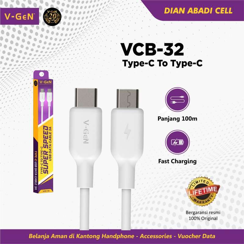 Jual Kabel Data V-Gen VCB-32 USB Type C to Type-C 3A di Seller Dian ...