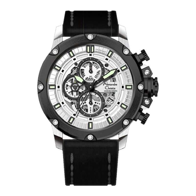 Promo Jam Tangan Pria Alexandre Christie Chronograph 6564 Kulit ...