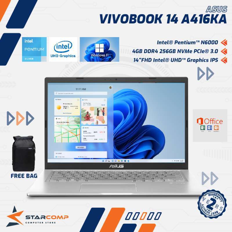 Jual Asus Vivobook A416KA Intel Pentium N6000 4GB 256GB SSD 14 FHD IPS ...