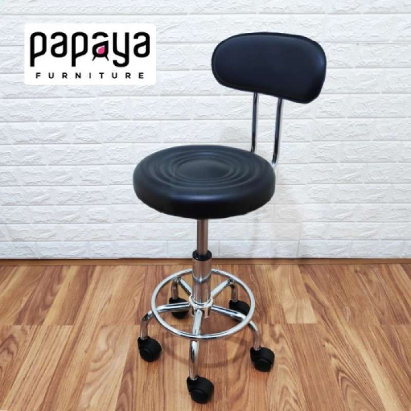 Promo Kursi Salon Hidrolik Bulat /Barstool/Kursi Lab Roda - Hitam ...