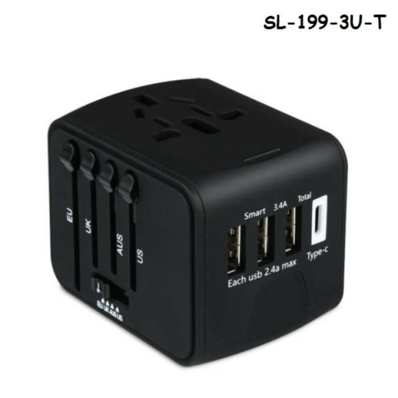 Jual Universal Travel Adapter Sl-199-3u-t - 3 Usb 1 Type-c Port ...