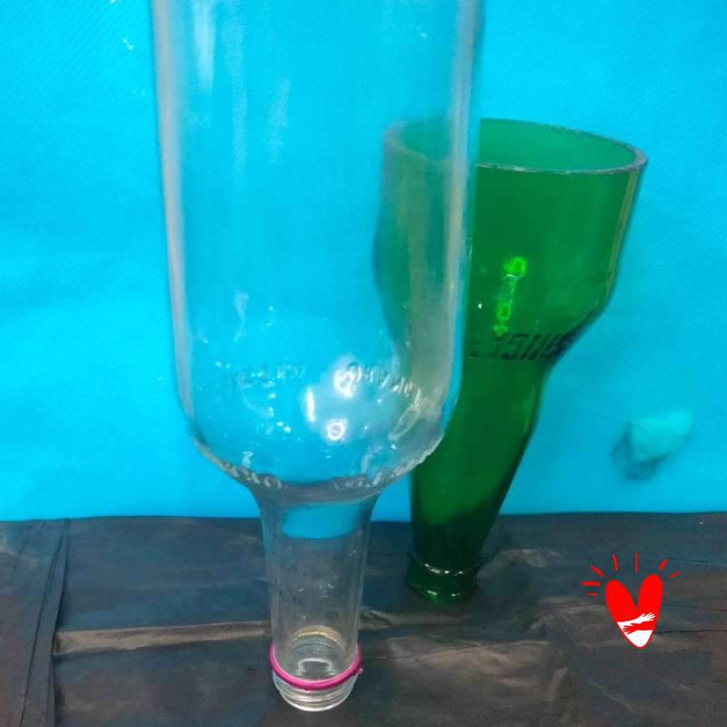 Jual Kerajinan Potongan Botol Kaca 1 pcs Minuman Bening Untuk Kap Lampu ...
