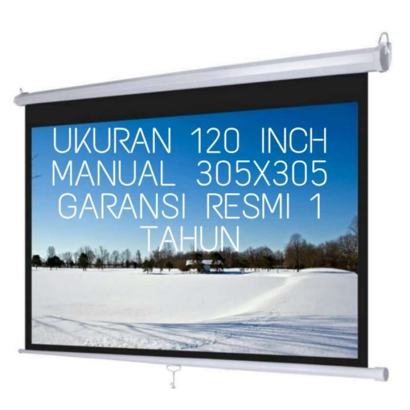 Jual layar proyektor screen manual 120 INCH 305x305 garansi resmi 1 ...