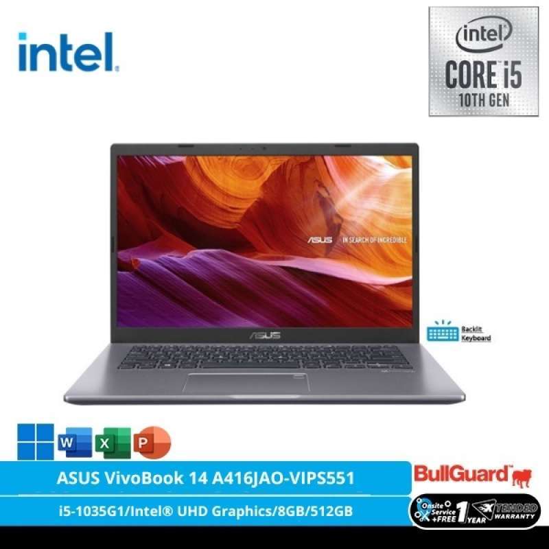 Promo ASUS VivoBook 14 A416JAO-VIPS551 RAM 8GB - Slate Grey [Intel ...