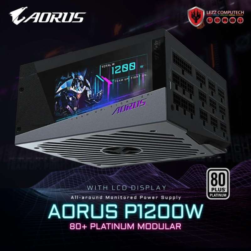 Jual GIGABYTE AORUS P1200W 80+ PLATINUM FULL MODULAR PSU | with LCD ...
