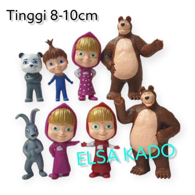 Jual marsha and the bear figure set isi 10 topper cake mainan anak di ...