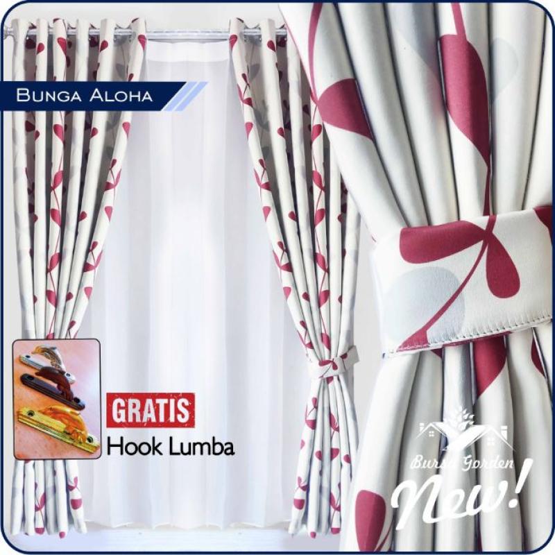 Jual Bursa Gorden Jendela Minimalis Motif Bunga Aloha - Merah di Seller ...