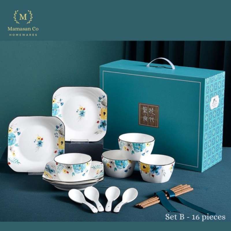 Promo Blossom Dinnerware Set Box 16 pieces|Mangkok Keramik Motif ...