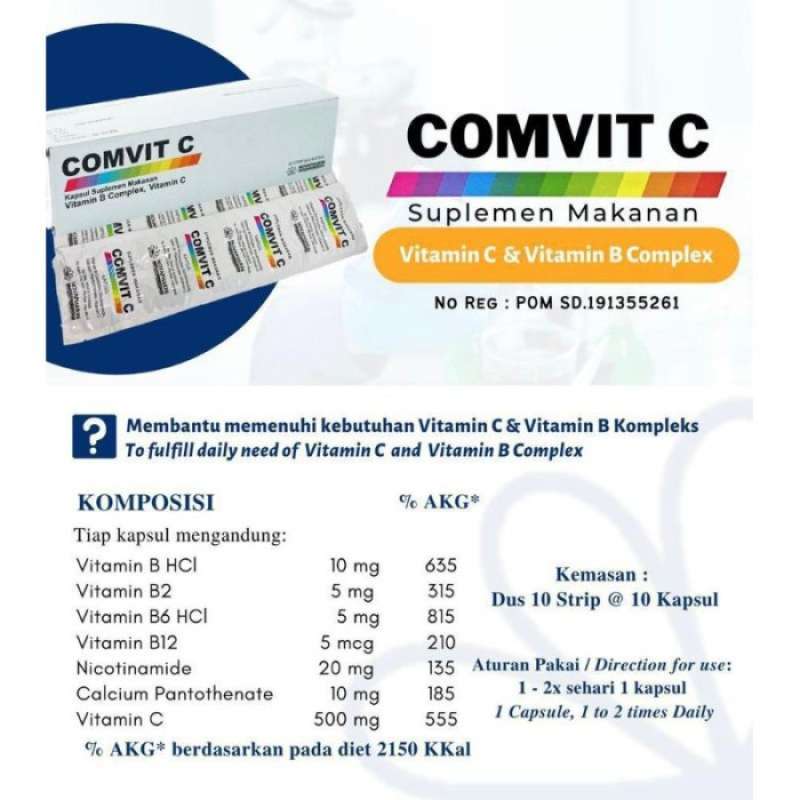 Jual VW996 VITAMIN C COMVIT C MAKAN VITAMIN B COMPLEX PER BOX 10 STRIPS ...