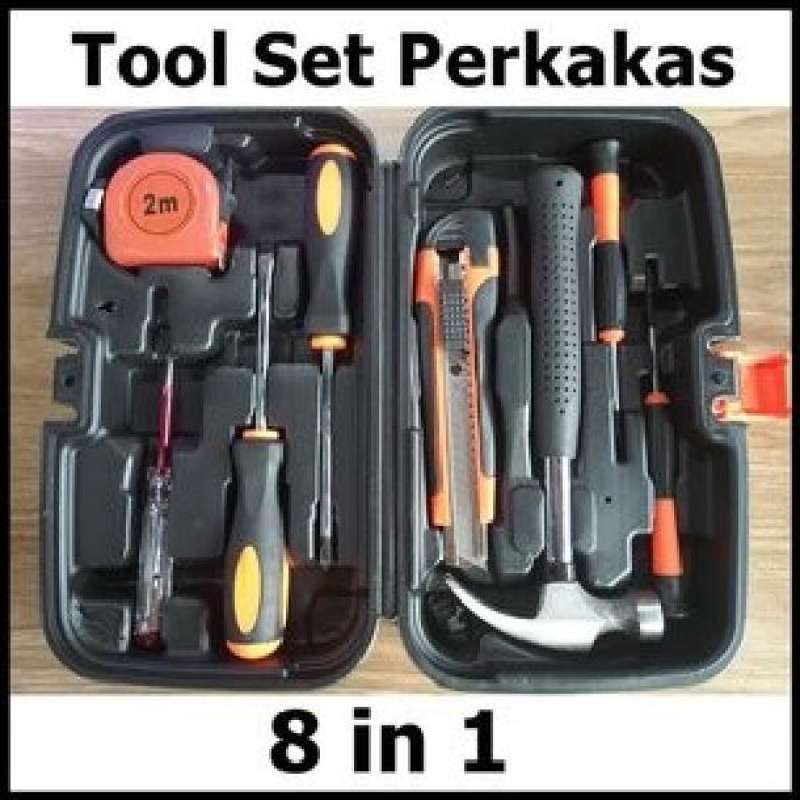 Jual Alat Tool Kit Set Perkakas Palu Obeng Cutter Meteran 8 in 1 di ...