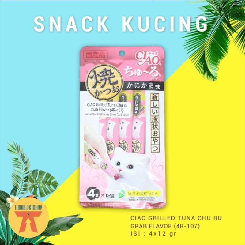 Promo SNACK Kucing CIAO GRILLED TUNA CHU RU CRAB STICK ISI 4x12 gr - CATFOOD Diskon 43% di ...