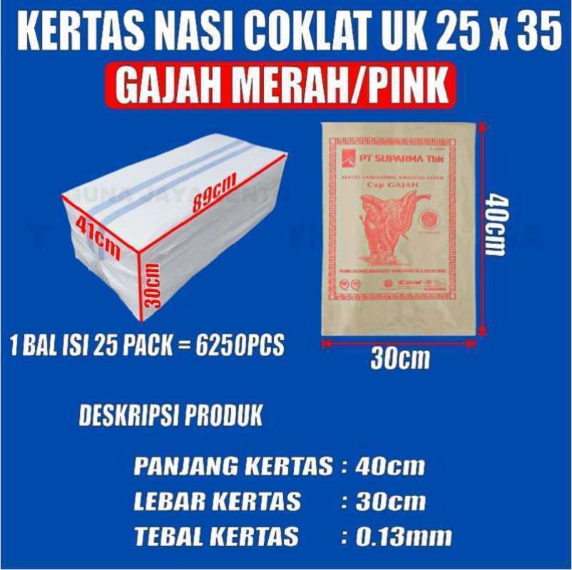 Promo 1ball = 25 Pack X 250 Lembar Kertas Nasi Bungkus Coklat | Uk ...