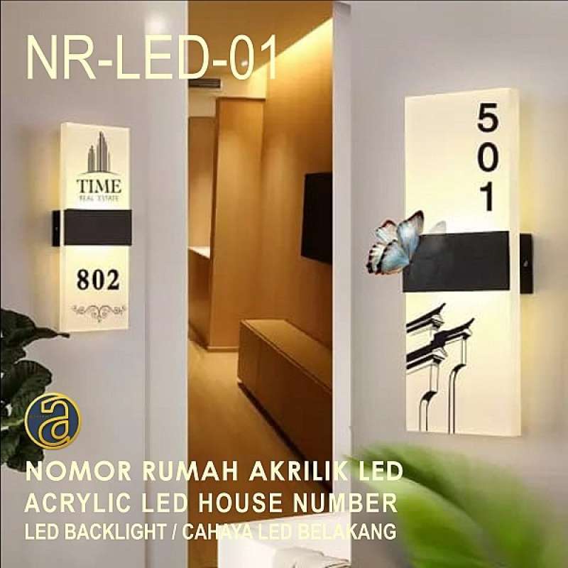 Promo Nomor Rumah Ruangan Led Akrilik / Acrylic Papan Alamat Estetik ...