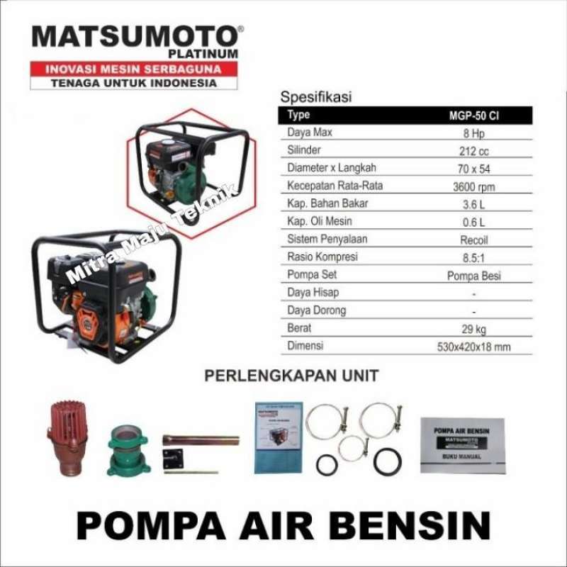 Jual Pompa Air Bertekanan Tinggi Matsumoto MGP-50 CI High Pressure Pump ...