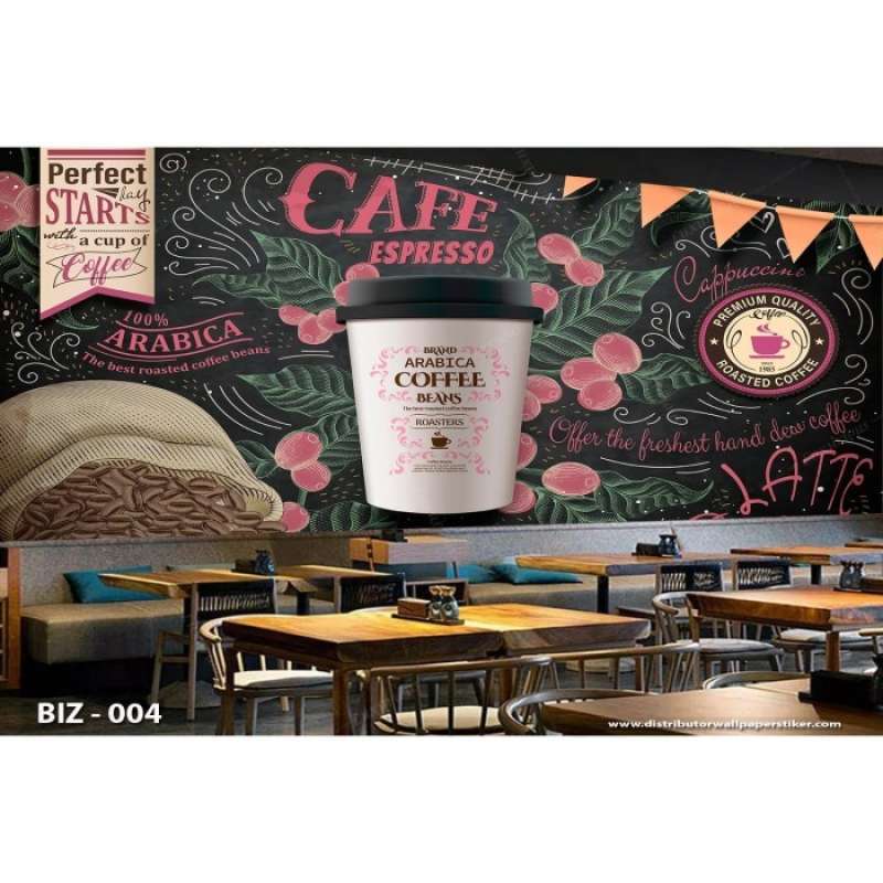 Promo 3d Wallpaper Custom - Motif Biz - Coffee Shop | Cafe Burger ...