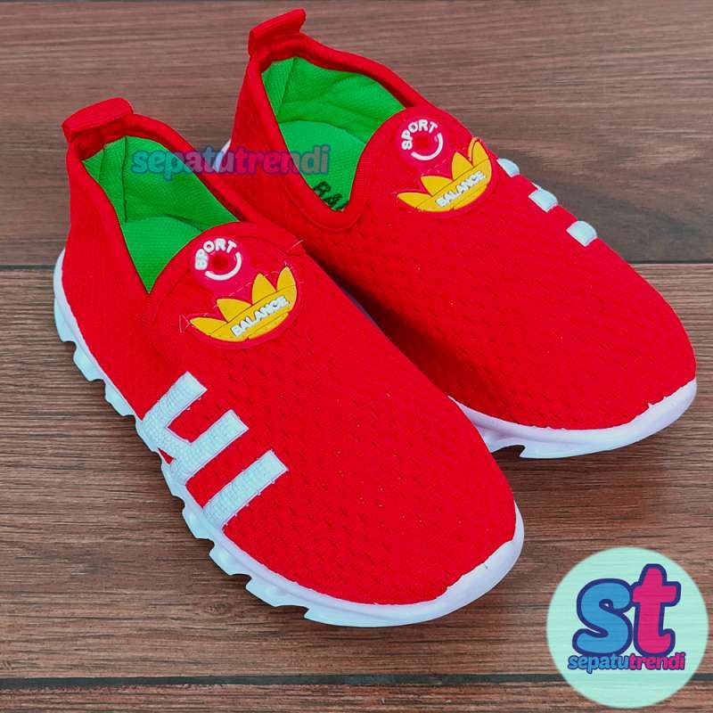 Jual Sepatu Sneakers Anak Sport Import Balance Warna Merah Unisex Laki ...