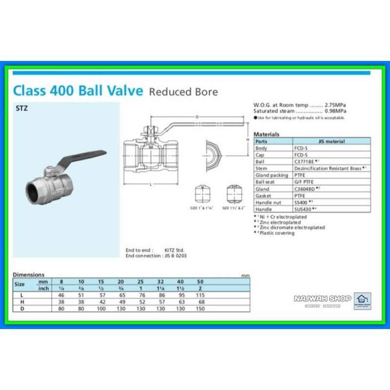 Promo Stop Kran Ball Valve Reduced Bore 2 Inch Kitz Stop Kran Stem 400 ...