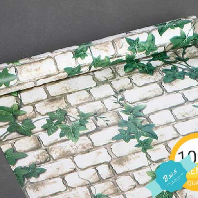 Jual Wallpaper Sticker Dinding Motif Bata Daun Rambat Hijau //10m X 45cm Di Seller Bws Bintang ...