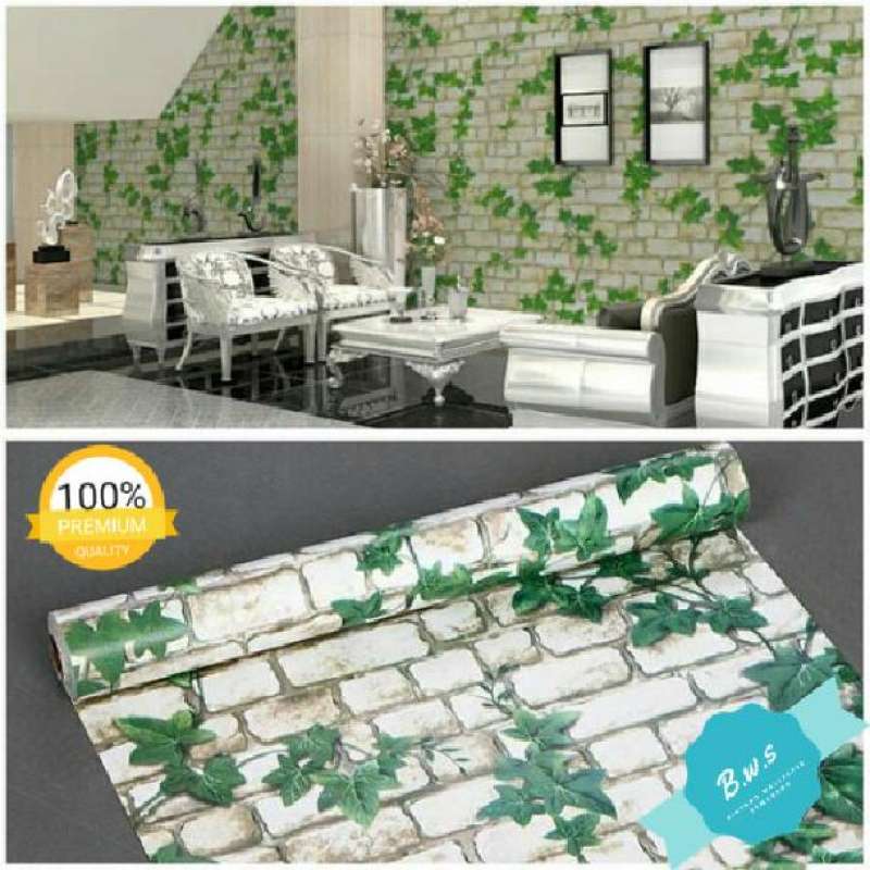 Jual Wallpaper Sticker Dinding Motif Bata Daun Rambat Hijau //10m X ...