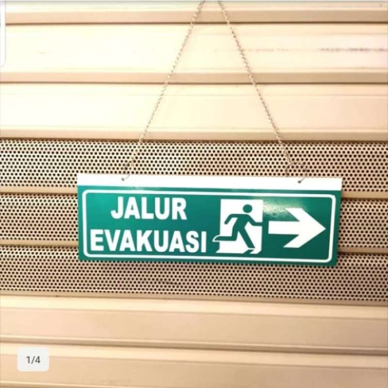 Jual Sign Akrilik/plat K3 Rambu Safety Jalur Evakuasi Rantai 2 Muka ...