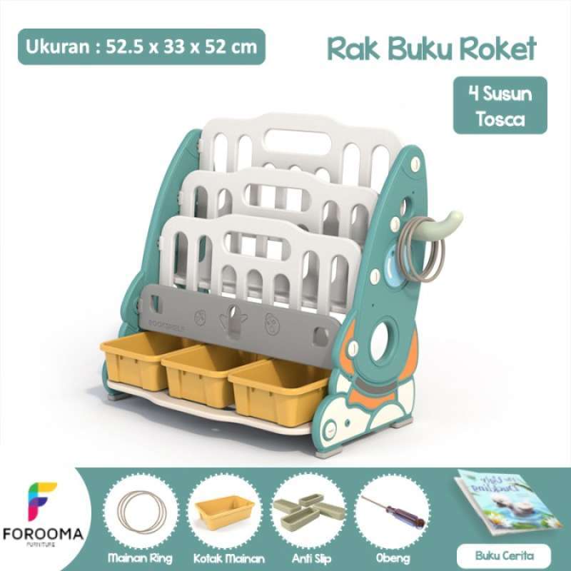 Promo Rak Buku Roket - 4 Susun - Hijau Diskon 16% di Seller Aurellia ...