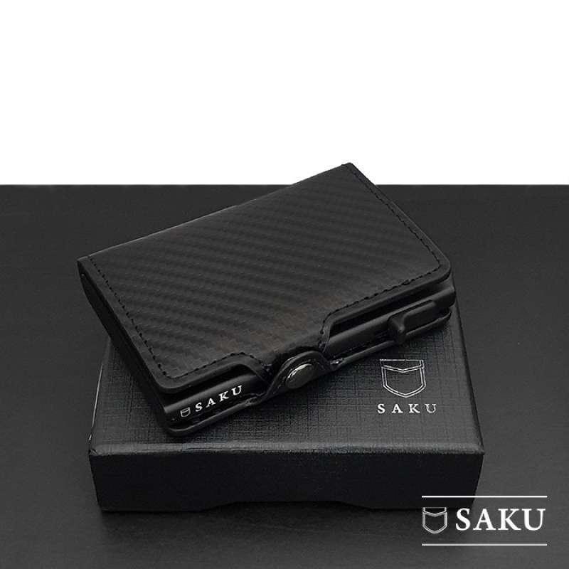 Jual Dompet Pria Carbon Asli SAKU Smart Wallet Card Holder RFID Compact ...