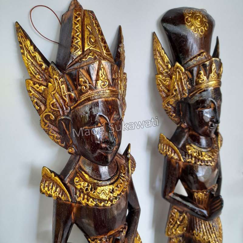 Jual Sepasang Rama Sita Sinta Shinta 50cm Kerajinan Ukiran Kayu Hiasan ...