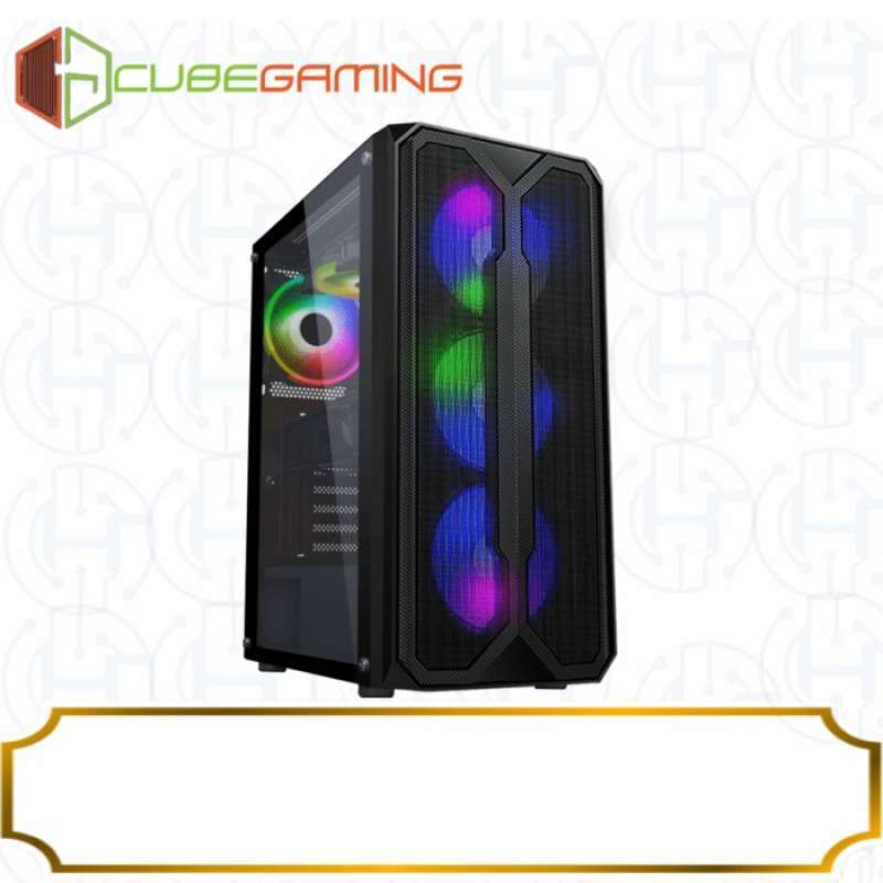 Jual Cube Gaming Aria ATX Left Side LED RGB PSU Cover 3 Pcs 12CM Fan ...