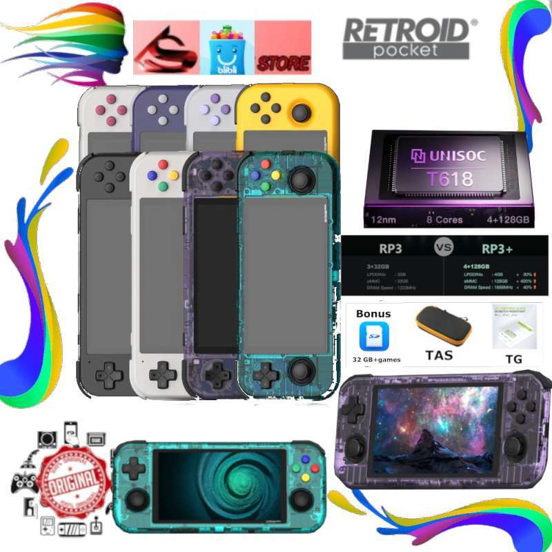 Jual Retroid Pocket 3 plus Android 11 Handled Retro Game 4GB/128GB ...
