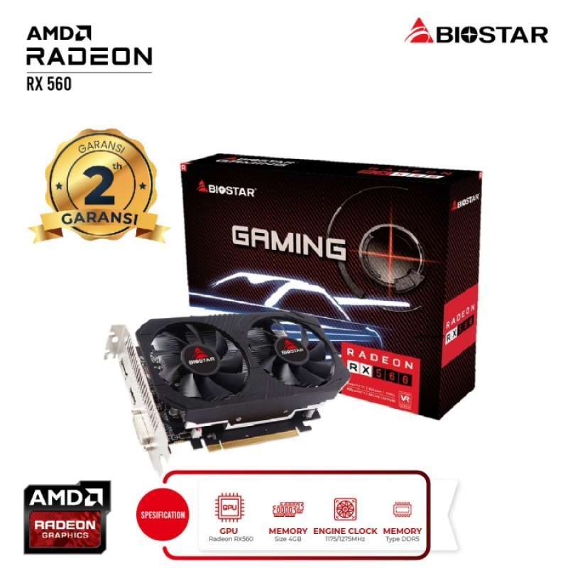 Promo VGA BIOSTAR RX560 4GB DDR5 dual fan Diskon 23% di Seller Kompukamu Store - Duri Kepa, Kota ...