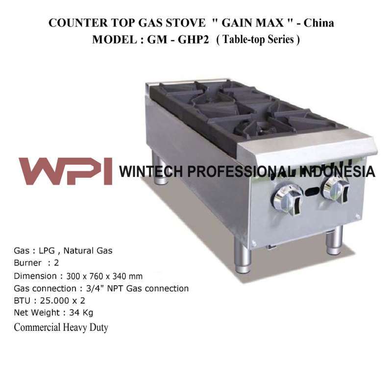 Jual Gainmax Gm-ghp2 Counter Top Gas 2 Dua Open Burner Counter Top Gas ...