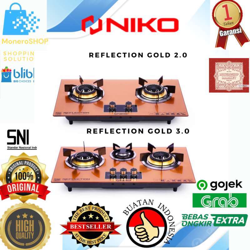 Jual Niko Kompor Tanam 2 Tungku & 3 Tungku Reflection Gold Tempered ...