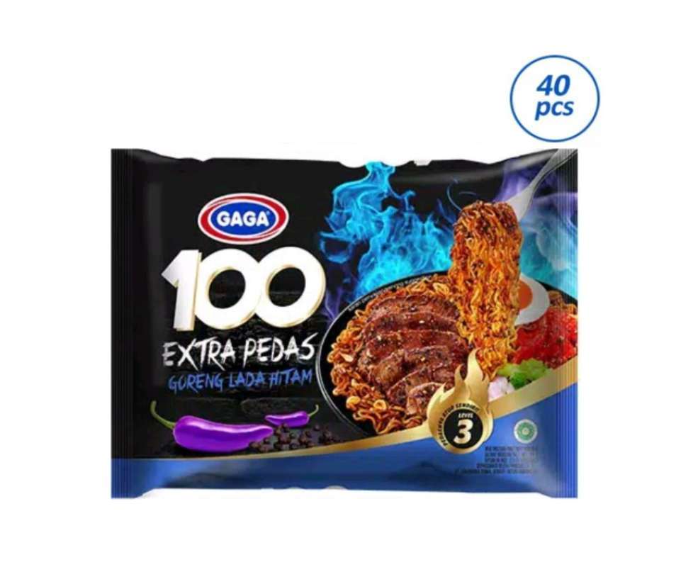 Jual Surabaya - GAGA 100 Mie Goreng Xtra Pedas Lada Hitam [85 g x 40 pcs] di Seller Bliblimart ...