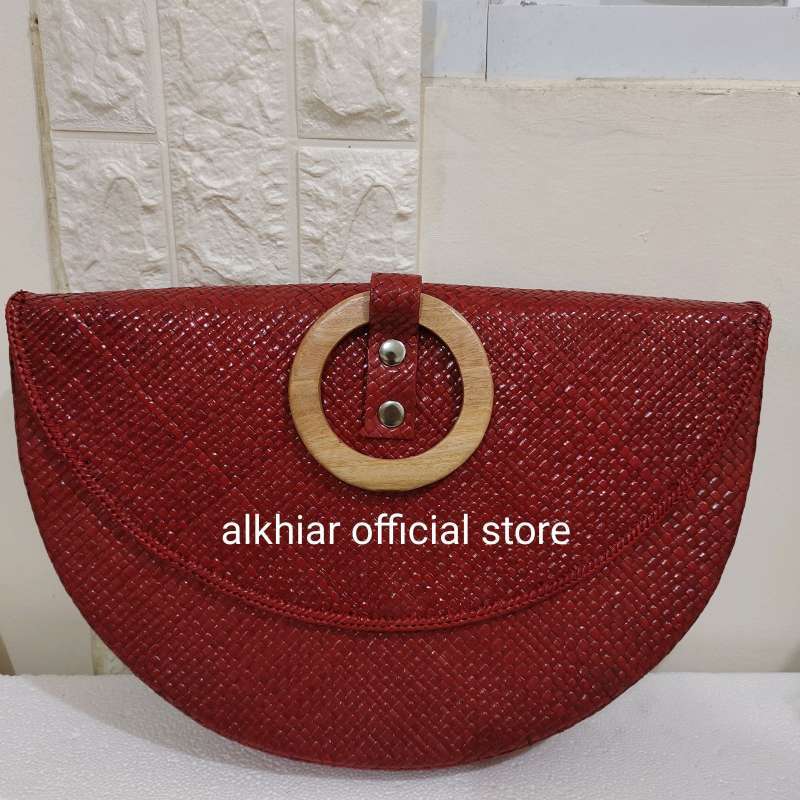 Jual Tas Anyaman Sabit Pandan Handle Kayu Bulat/tas Pandan/tas Etnik ...