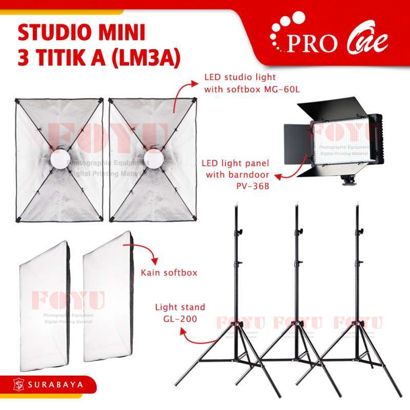 Jual Paket Led Studio Light Lighting Mini 3 Lampu Lm3a Kotak Panel ...