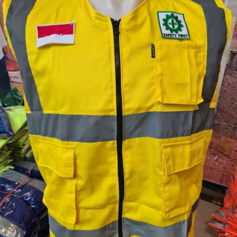 Jual Rompi Drill Warna Kuning/bahan Adem/bahan Import-set Rompi K3 Di ...