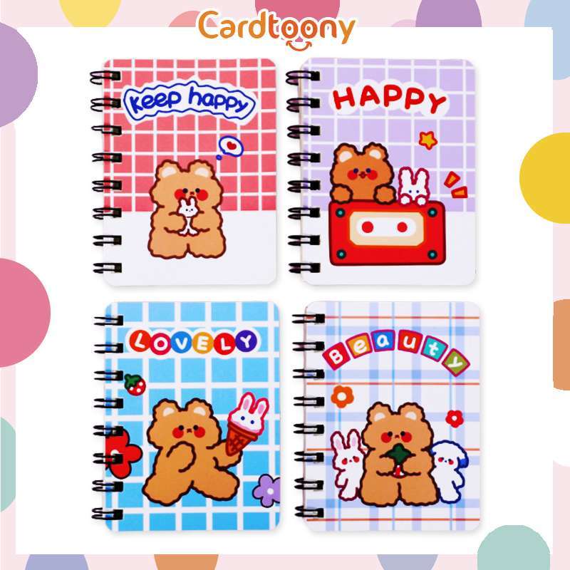 Jual 1 Set Isi 4 Notepad Spiral Diary Memo Buku Tulis Notebook Mini Catatan Sekolah Lucu Kartun