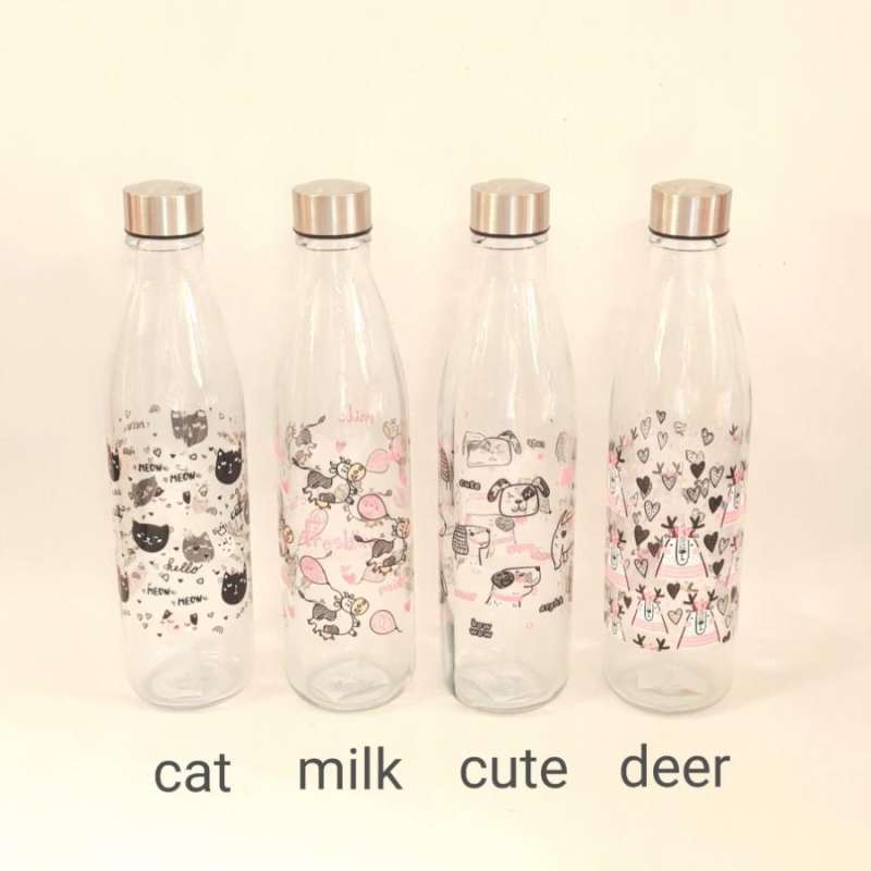 Jual Botol Kaca Bulat Motif 1 Liter Tutup Stainless Di Seller Very Well ...