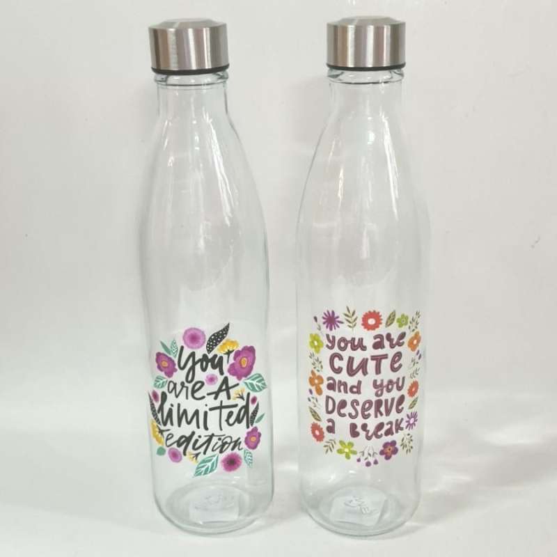 Jual Botol Kaca Bulat Motif 1 Liter Tutup Stainless Di Seller Very Well ...