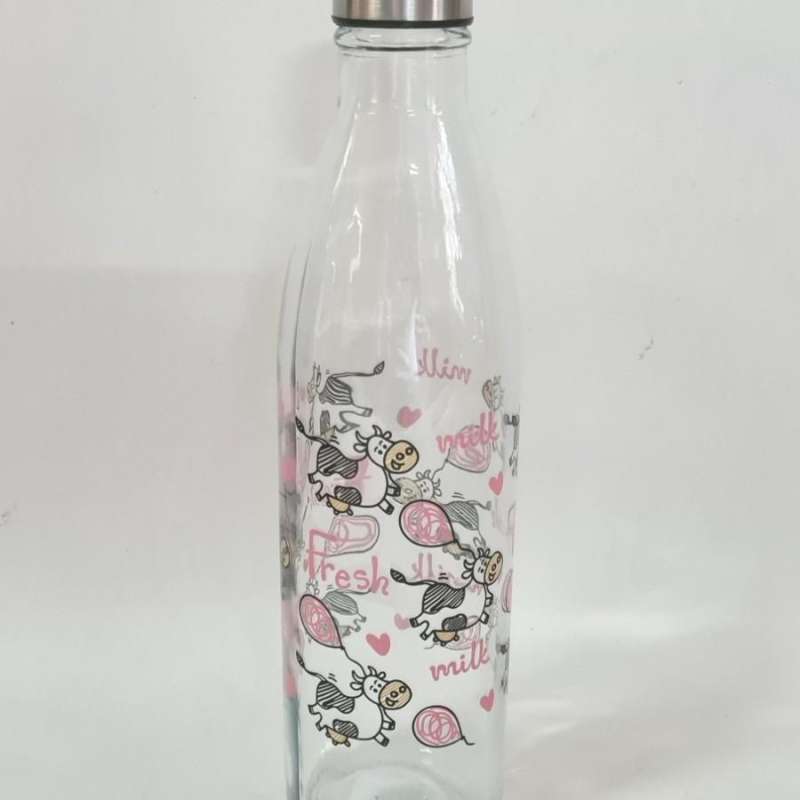 Jual Botol Kaca Bulat Motif 1 Liter Tutup Stainless Di Seller Very Well ...