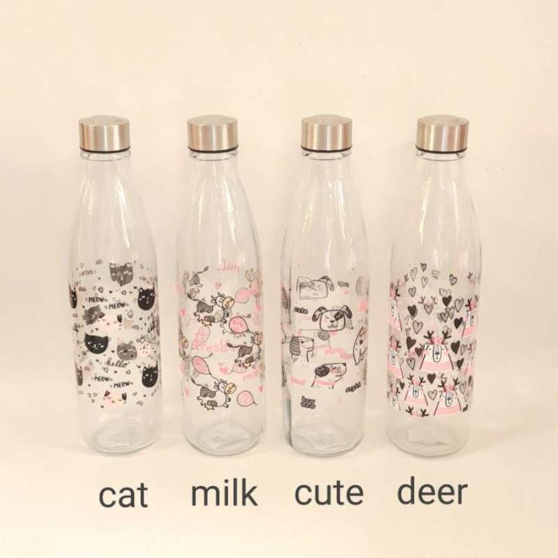 Jual Botol Kaca Bulat Motif 1 Liter Tutup Stainless Di Seller Very Well ...