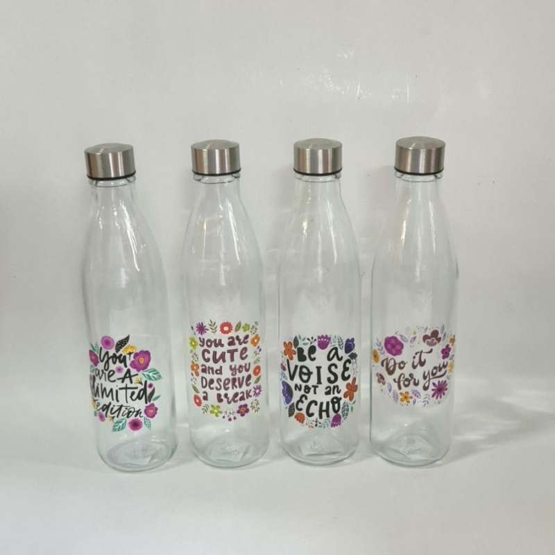 Jual Botol Kaca Bulat Motif 1 Liter Tutup Stainless Di Seller Very Well ...